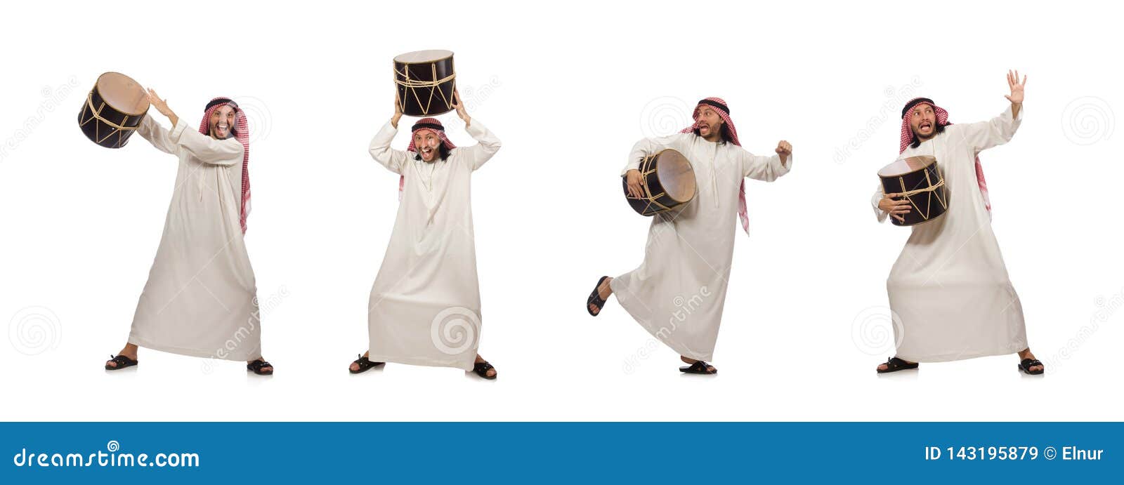 The Arab Man Playing Drum Isolated on White Stock Image - Image of ...