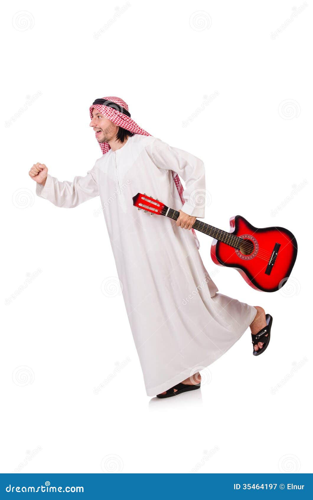 Arab man playing guitar stock image. Image of headdress - 35464197
