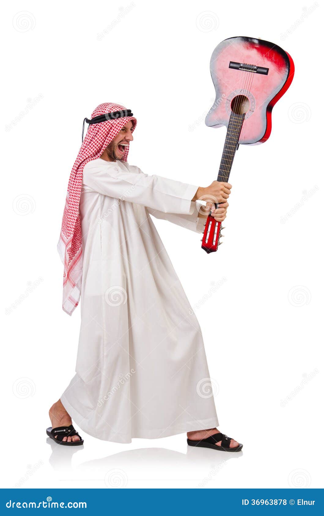 Arab man playing guitar stock photo. Image of islamic - 36963878