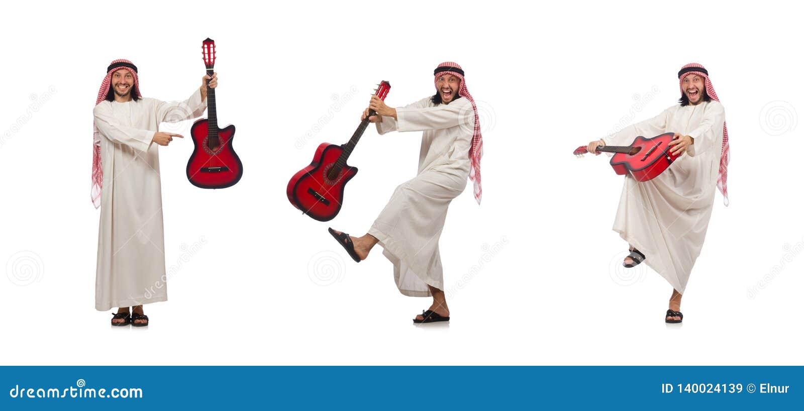 The Arab Man Playing Isolated on White Stock Image - Image of ...