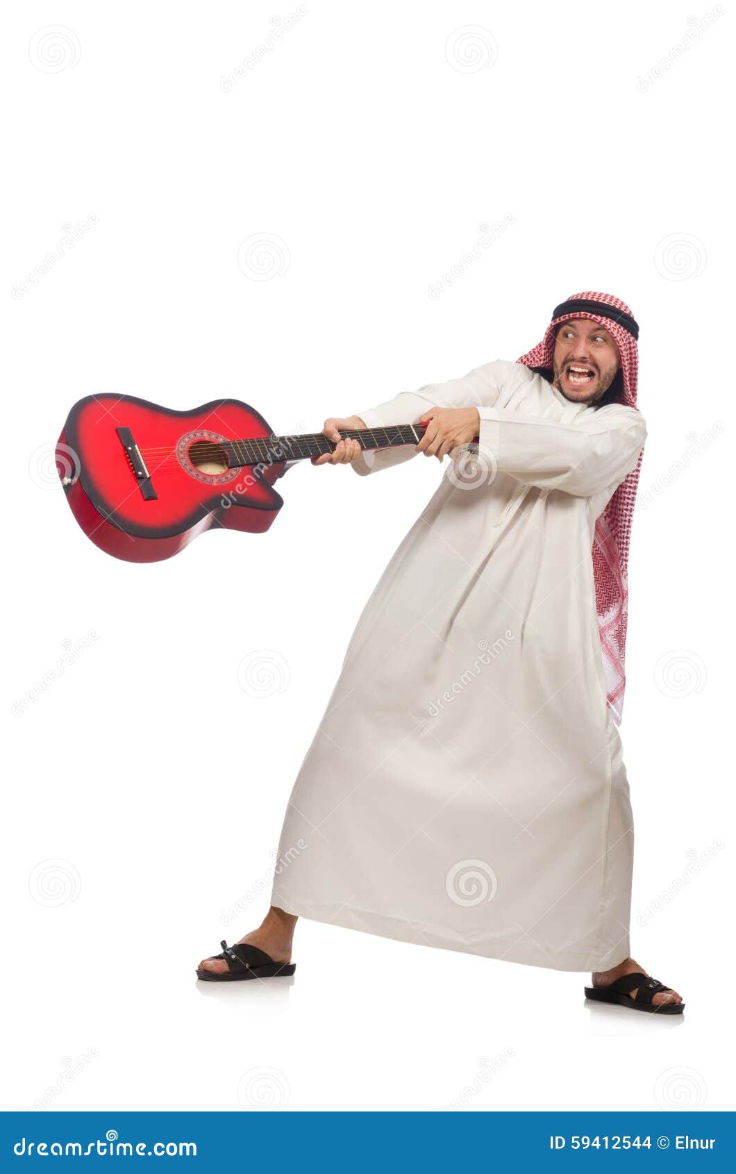 Arab Man Playing Isolated on White Stock Photo - Image of music ...