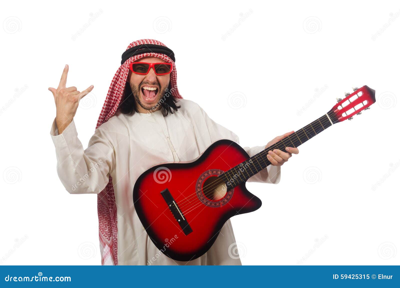 Arab Man Playing Isolated on White Stock Image - Image of musical ...