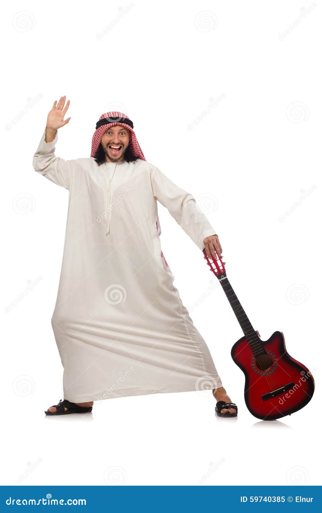 Arab Man Playing Isolated on White Stock Image - Image of clothing ...