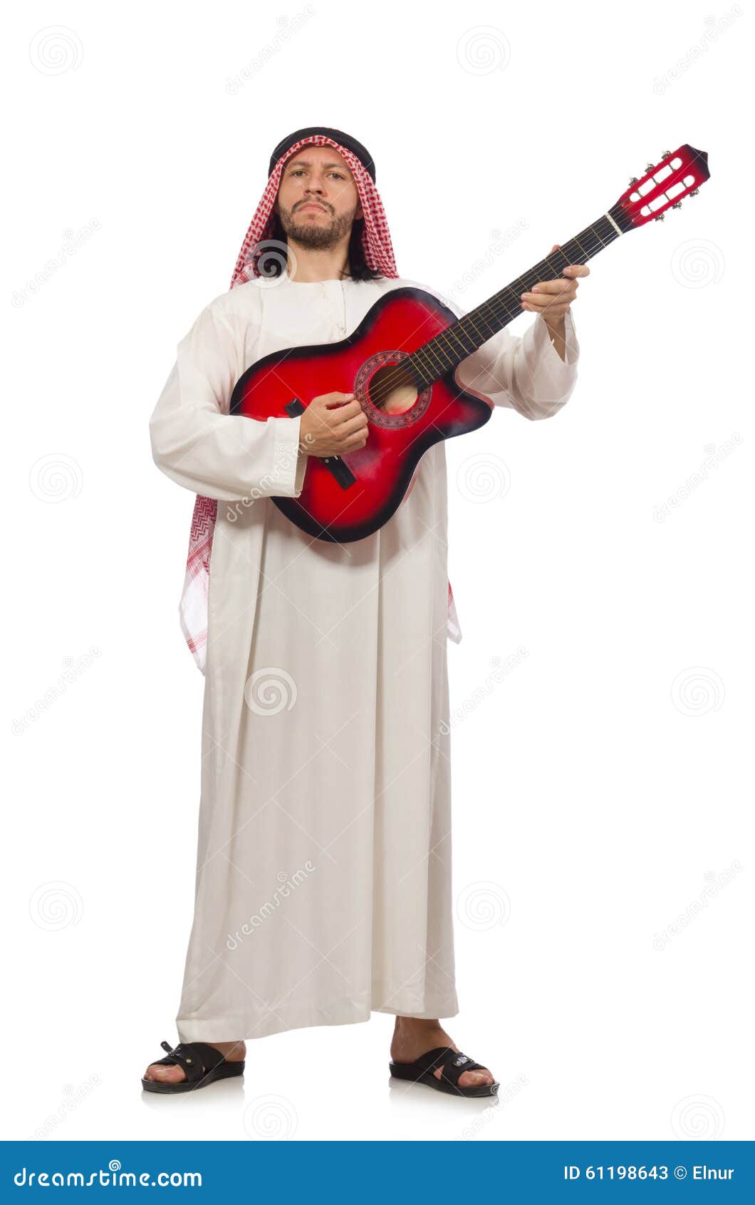 The Arab Man Playing Isolated on White Stock Image - Image of ...