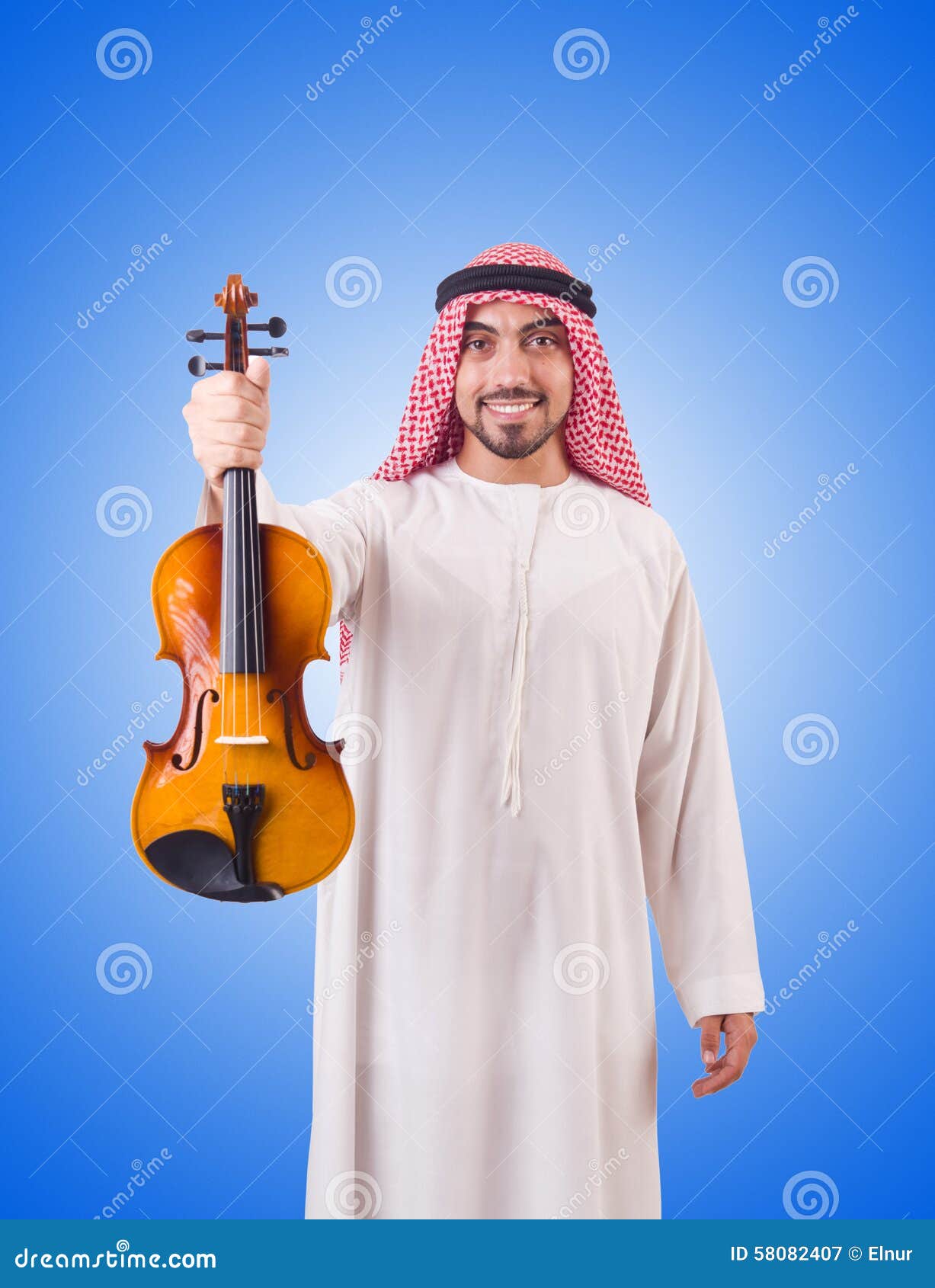 Arab Man Playing Music on White Stock Image - Image of adult, caucasian ...