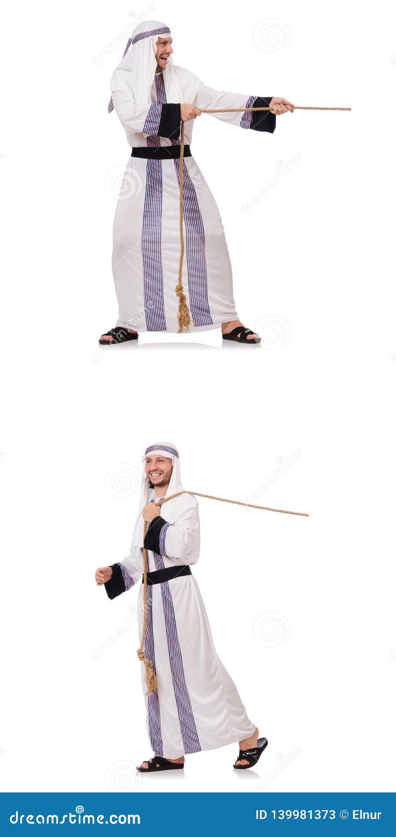 The Arab Man Pulling Rope in Tug of War Concept Stock Image - Image of ...