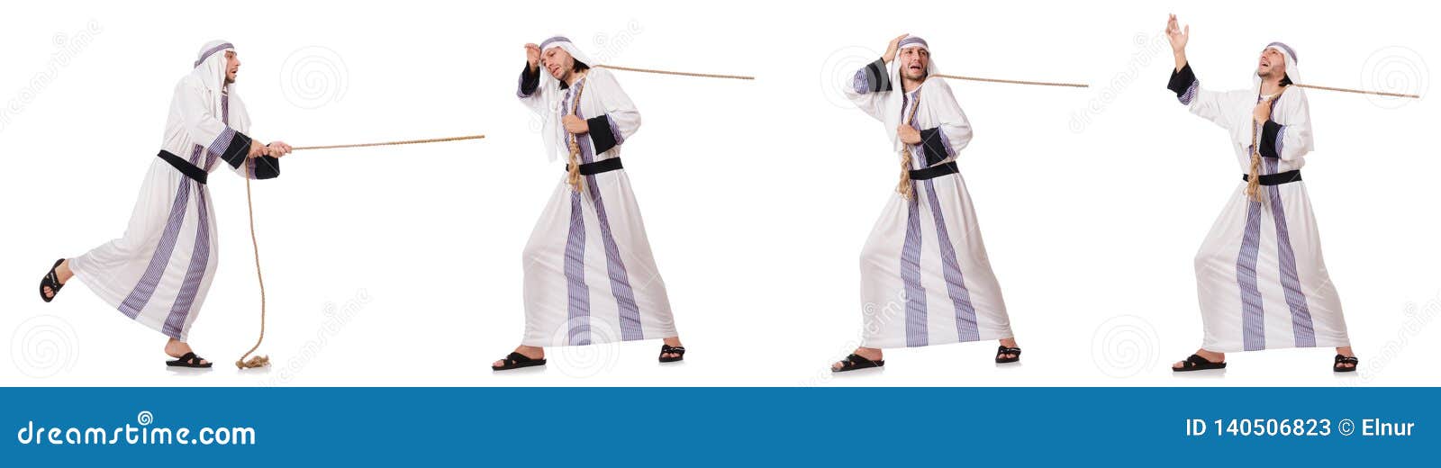 The Arab Man Pulling Rope in Tug of War Concept Stock Image - Image of ...