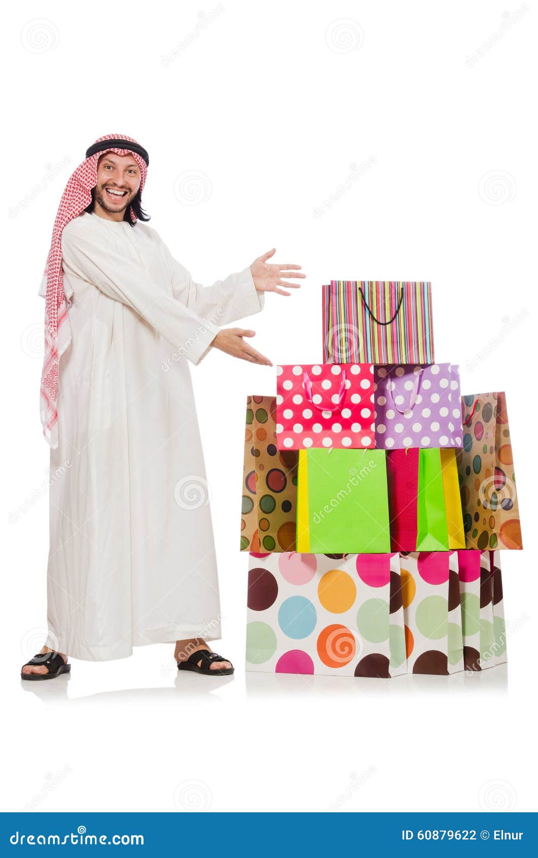 The Arab Man with Shopping Bags Stock Photo - Image of business, islam ...