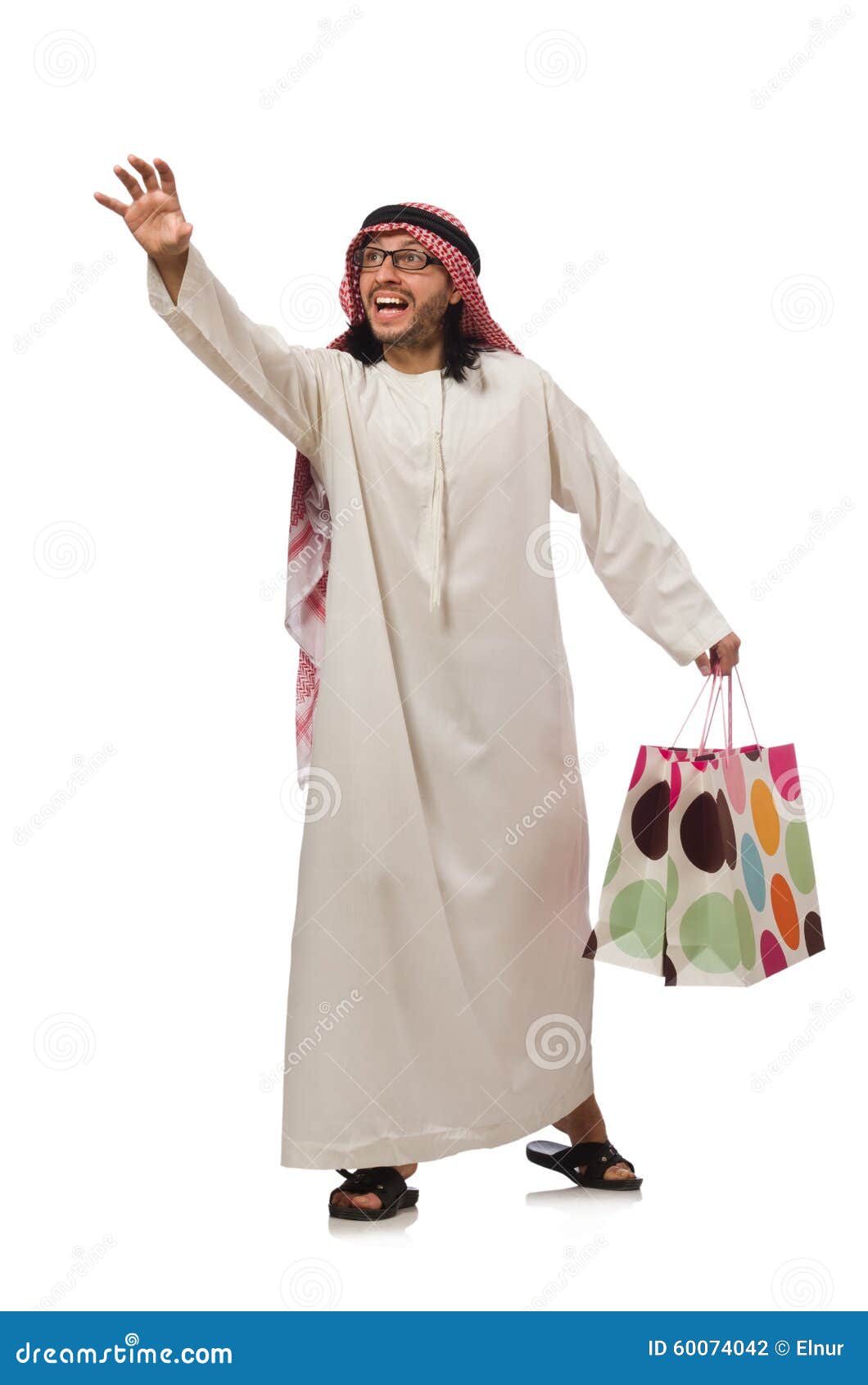 Arab Man with Shopping Bags on White Stock Photo - Image of middle ...
