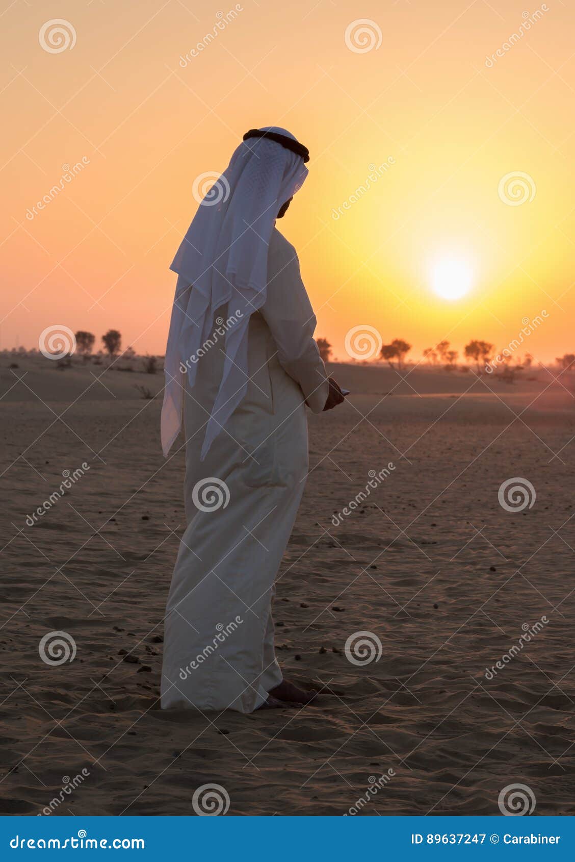 Arab Man Stands Alone in the Desert Stock Image - Image of heat, sandy ...