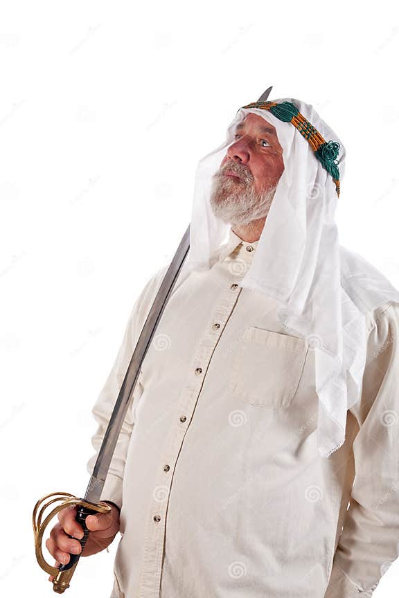 Arab Man with a Sword stock photo. Image of agal, blade - 14923528