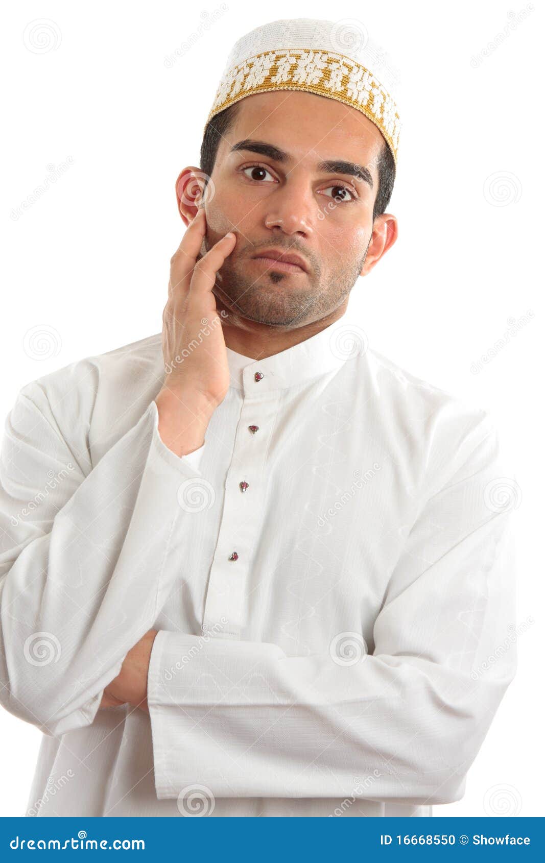 Arab man thinking stock photo. Image of male, kurta, culture - 16668550