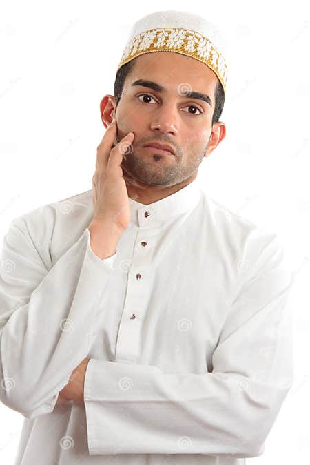 Arab man thinking stock photo. Image of male, kurta, culture - 16668550