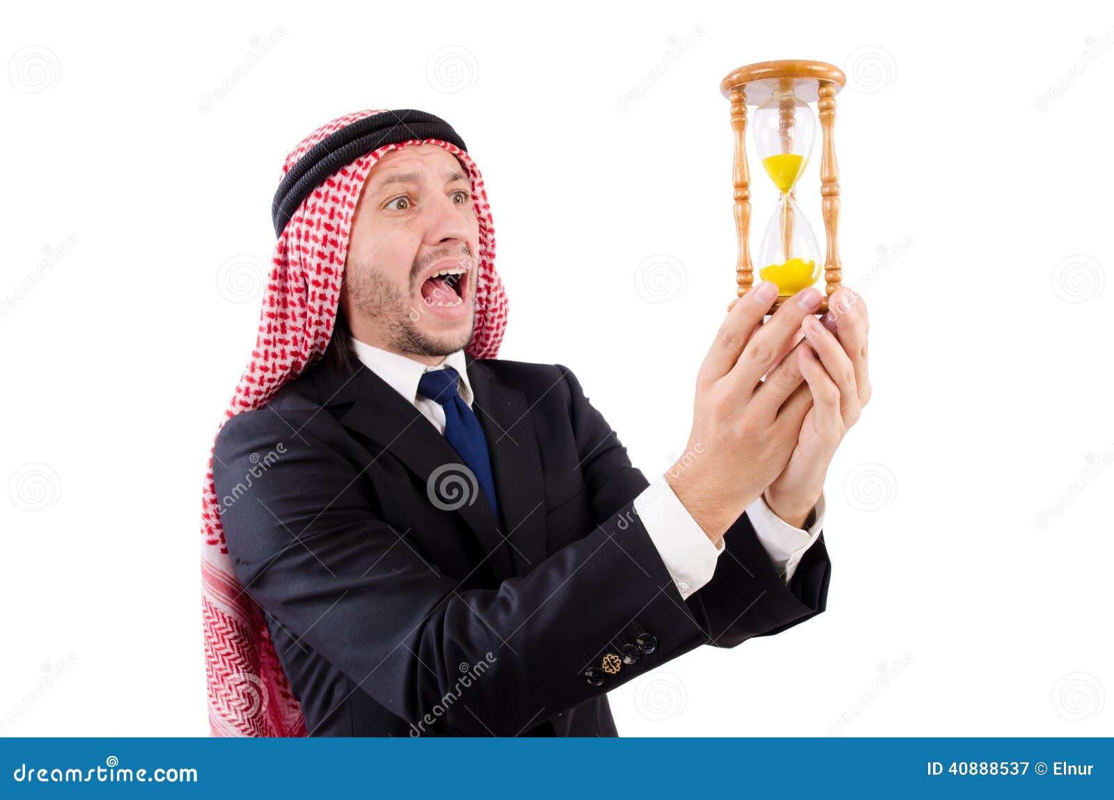 Arab man thinking stock image. Image of hourglass, arabic - 40888537
