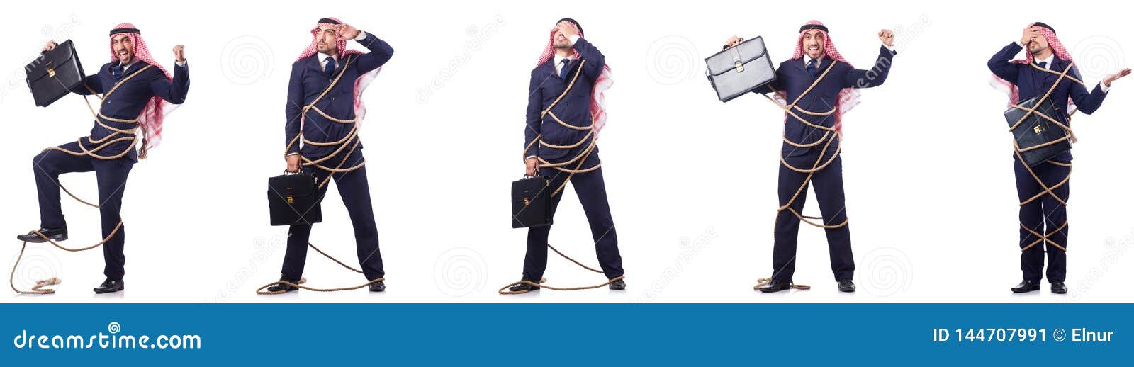 The Arab Man Tied Up with Rope Stock Image - Image of criminal, manager ...