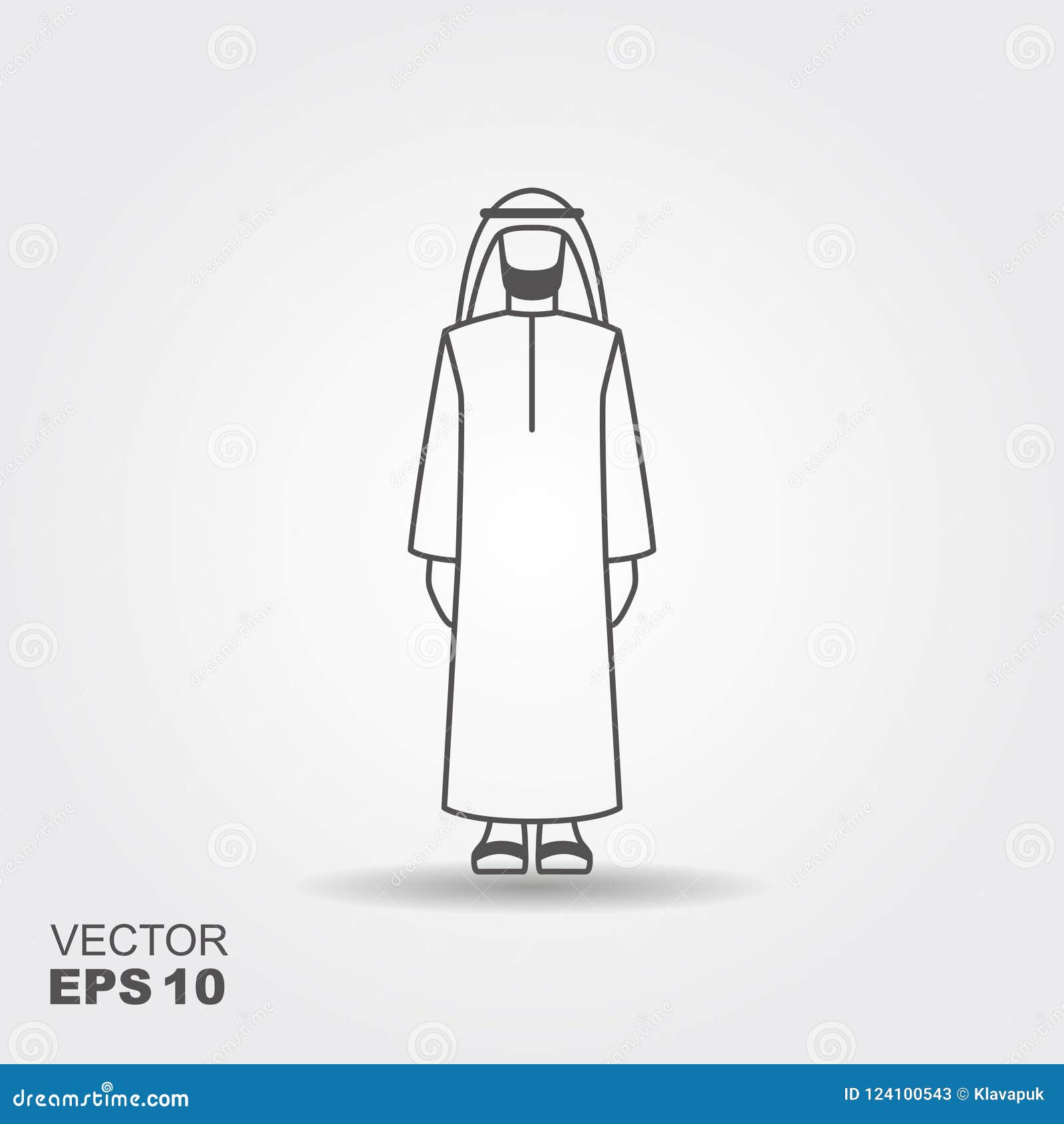 Arab Man in Traditional Clothes. Vector Flat Icon Stock Vector ...