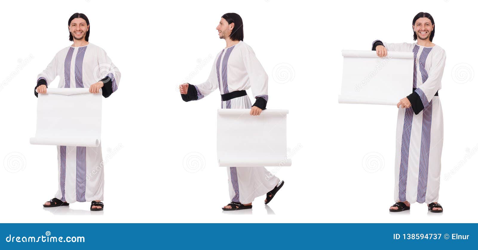 The Arab Man with White Paper Isolated on White Stock Image - Image of ...