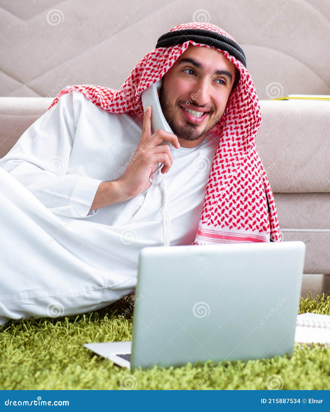 Arab Man Working at Home on His Work Stock Photo - Image of executive ...