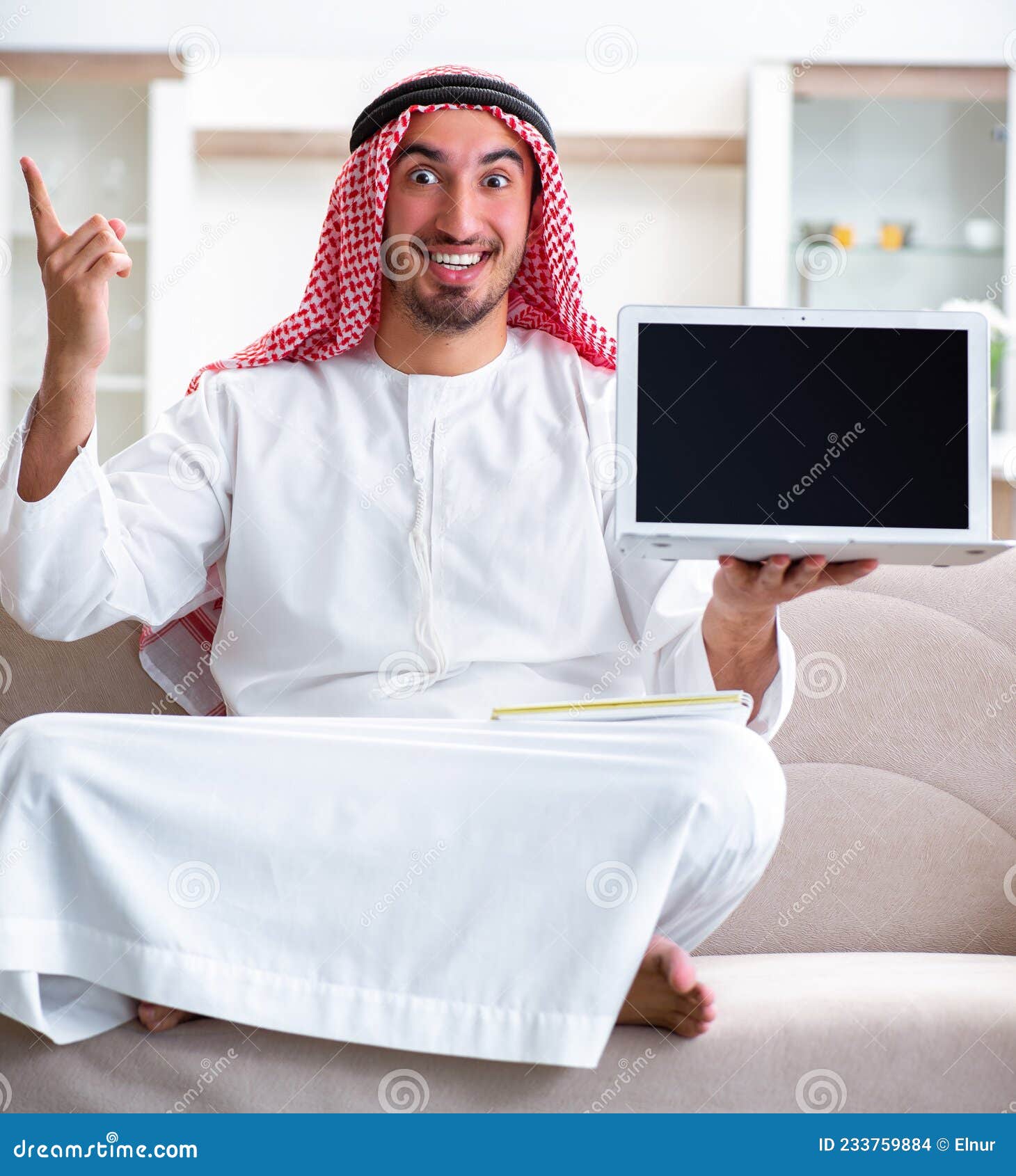 Arab Man Working at Home on His Work Stock Photo - Image of freelancer ...