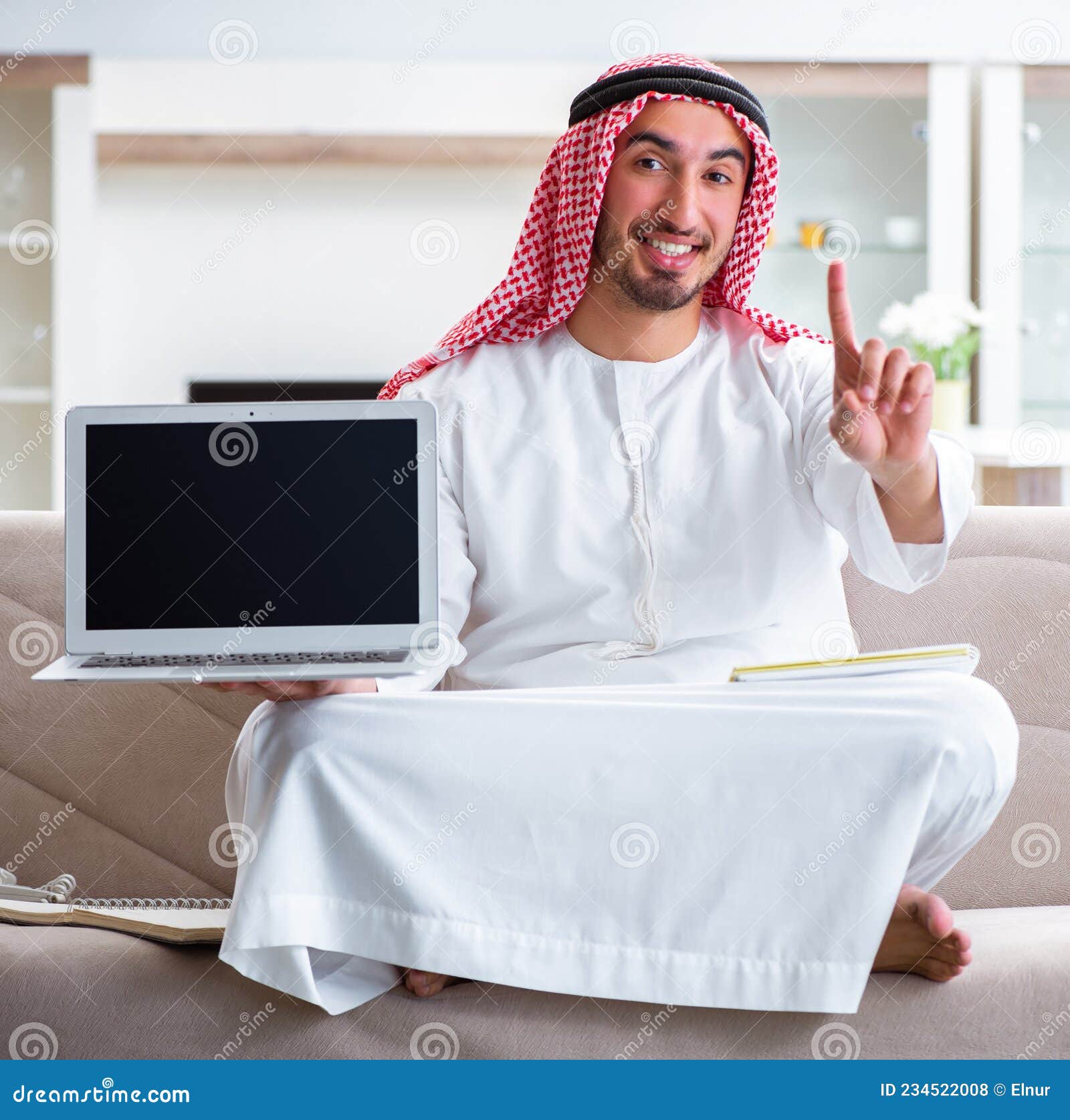 Arab Man Working at Home on His Work Stock Photo - Image of house ...
