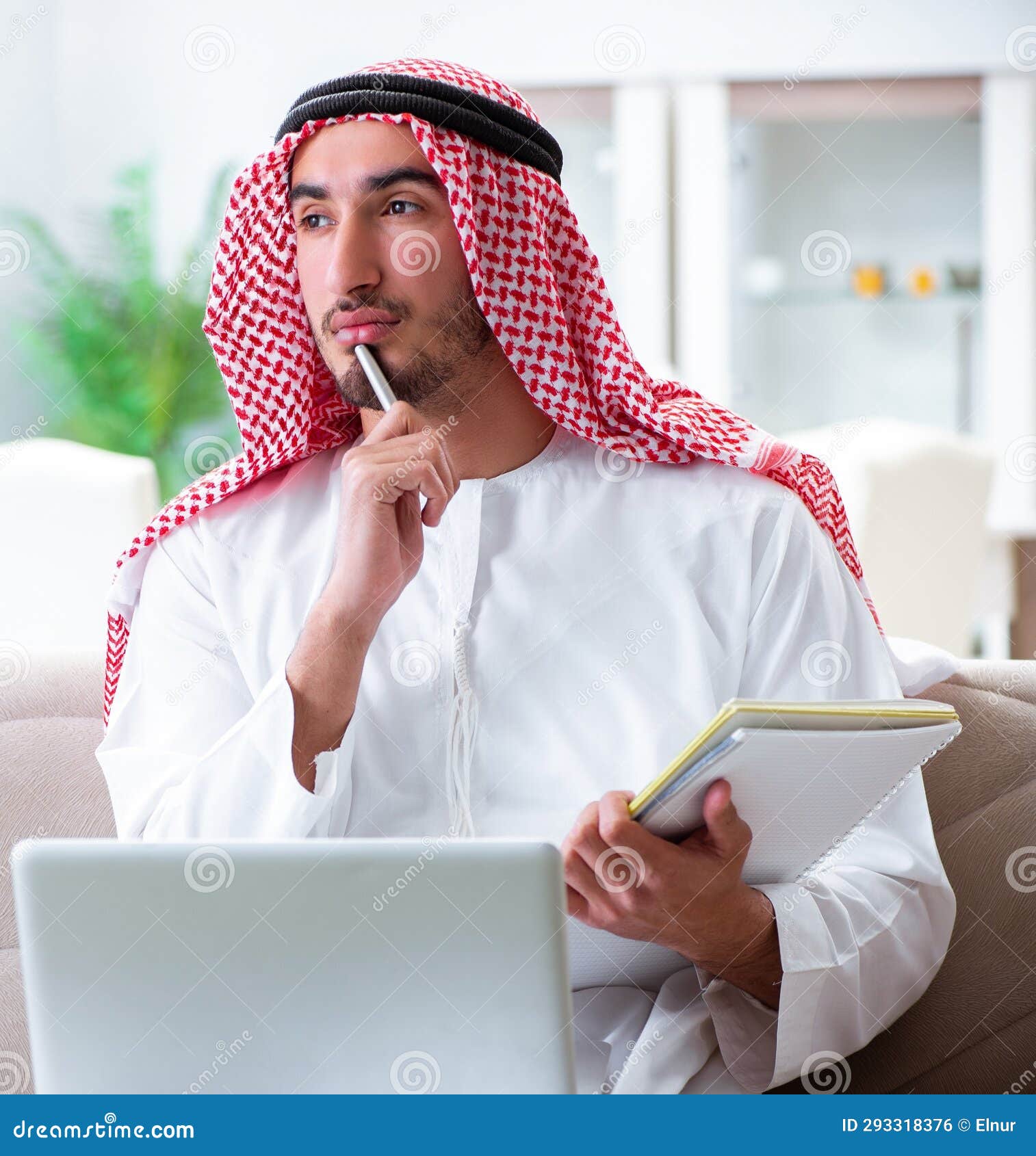 Arab Man Working at Home on His Work Stock Photo - Image of accounting ...