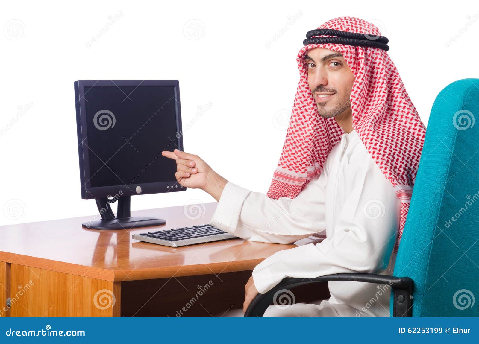 The Arab Man Working in the Office Stock Image - Image of headdress ...