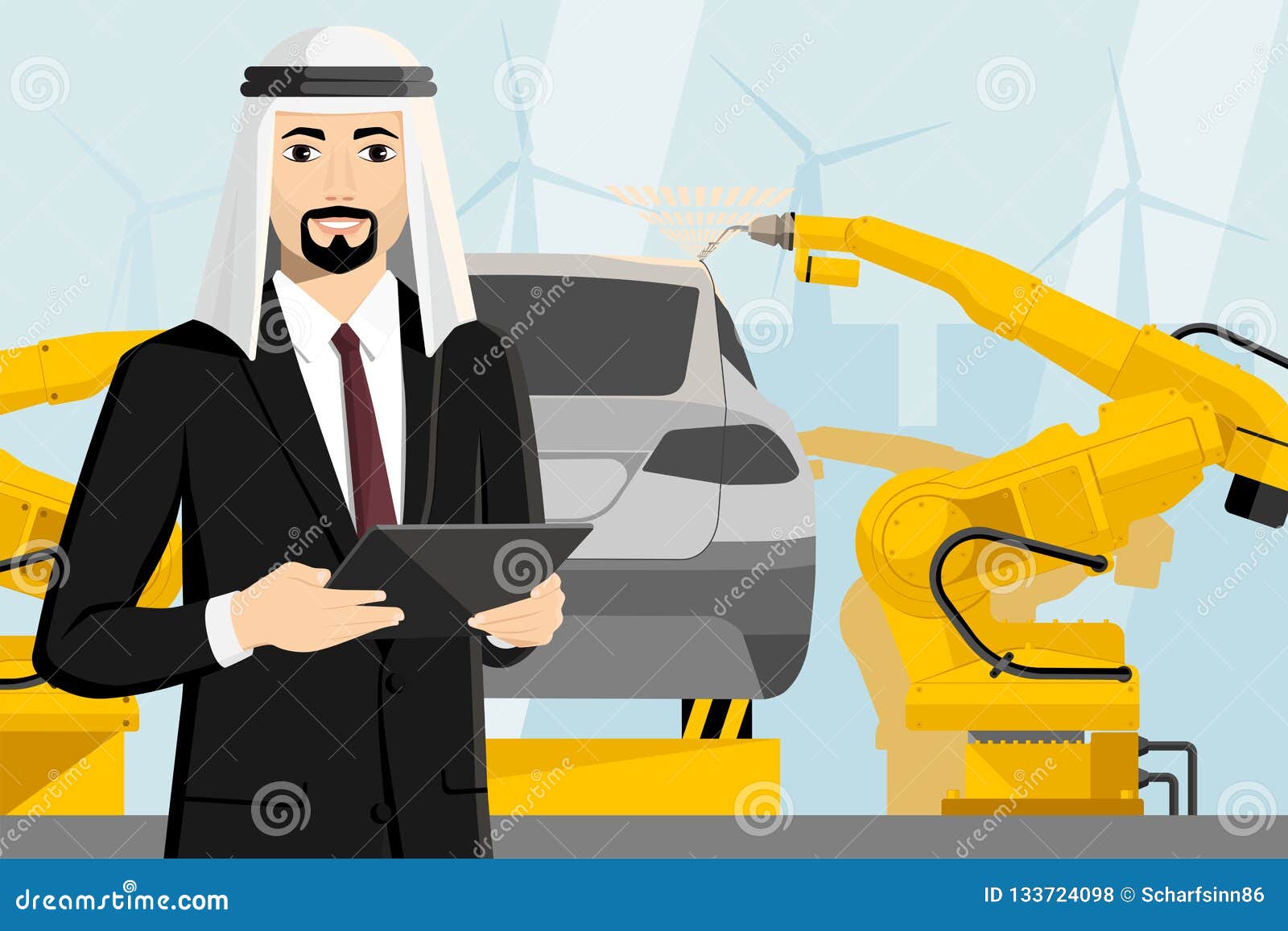 Arab Manager with a Digital Tablet Stock Vector - Illustration of ...