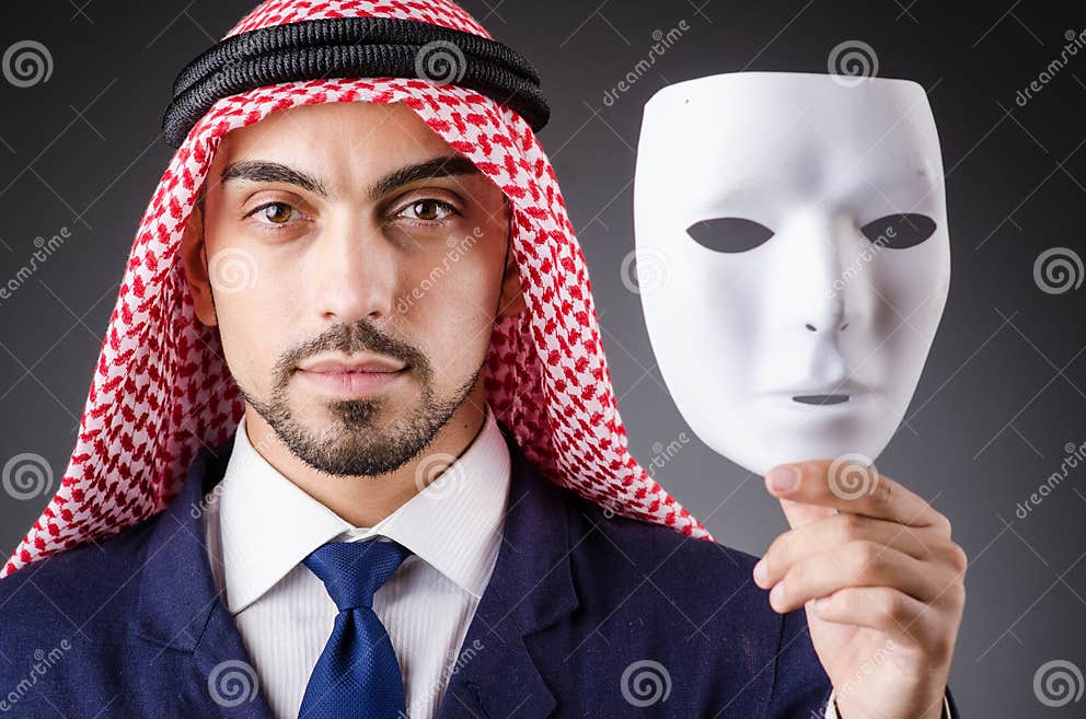 Arab with masks stock image. Image of adult, briefcase - 30479967