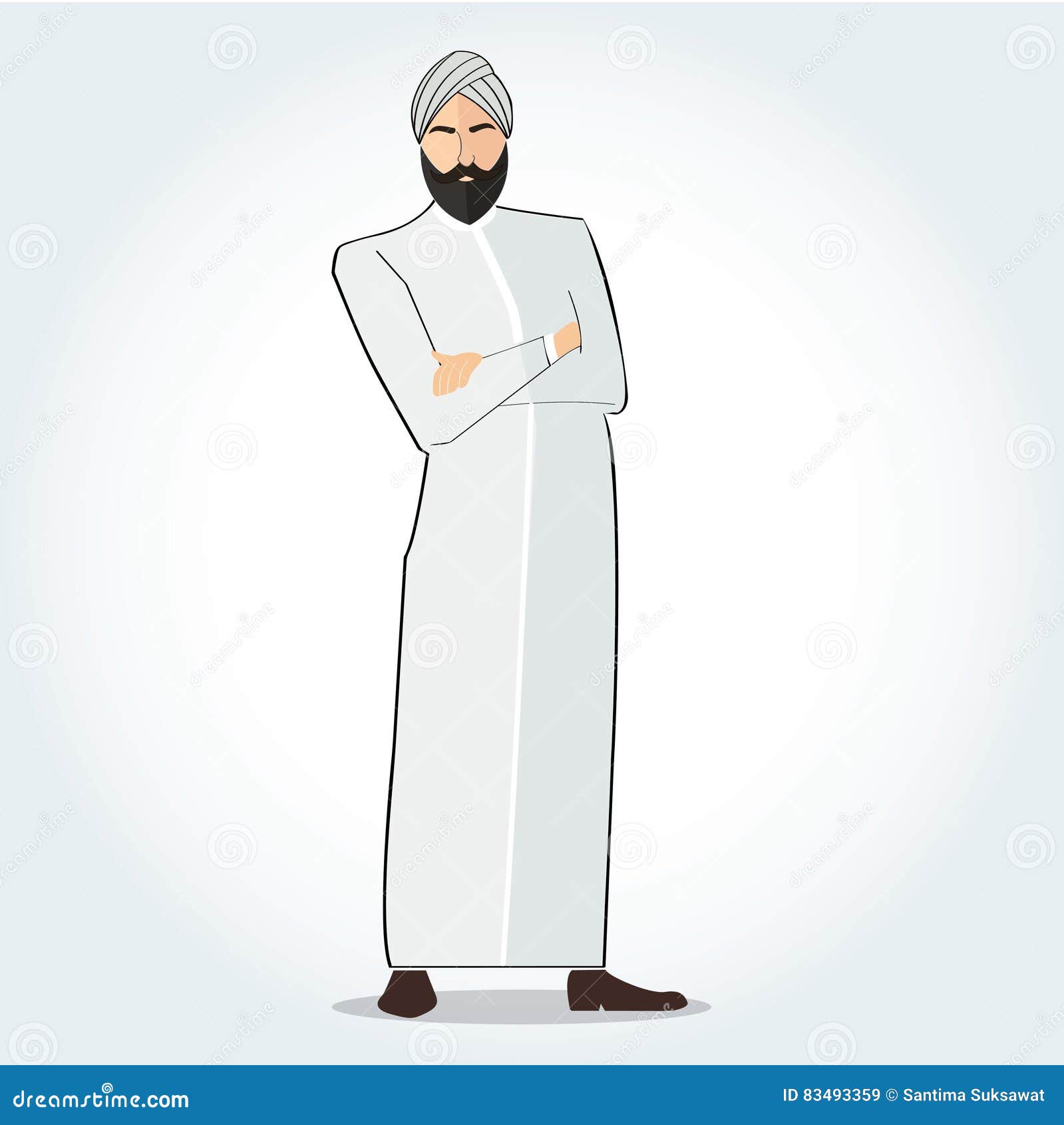 Arab Men in Suit Standing with Crossed Arms Vector Stock Vector ...