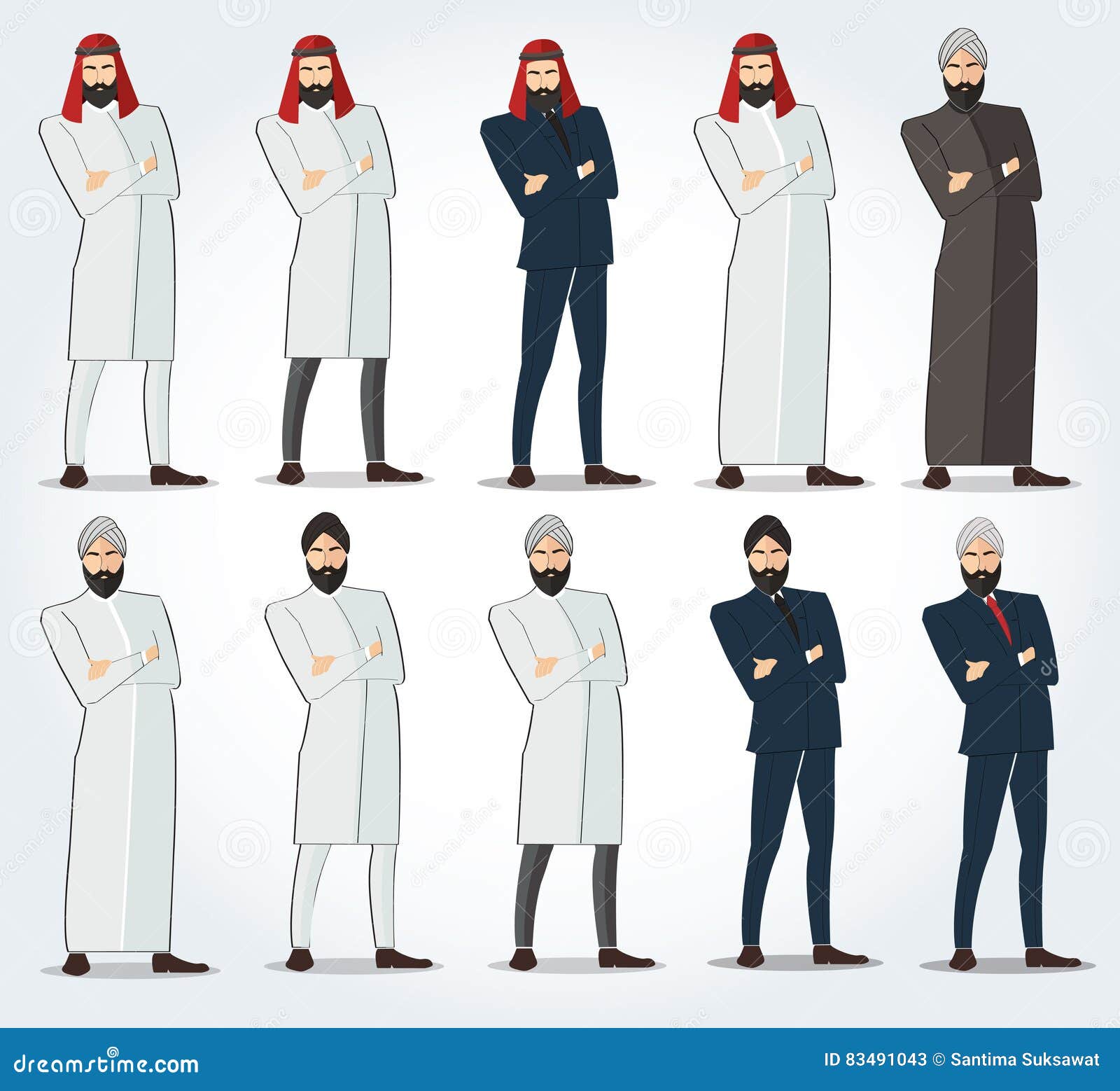 Arab Men Symbol Set, Arabian Vector Icon Stock Vector - Illustration of ...