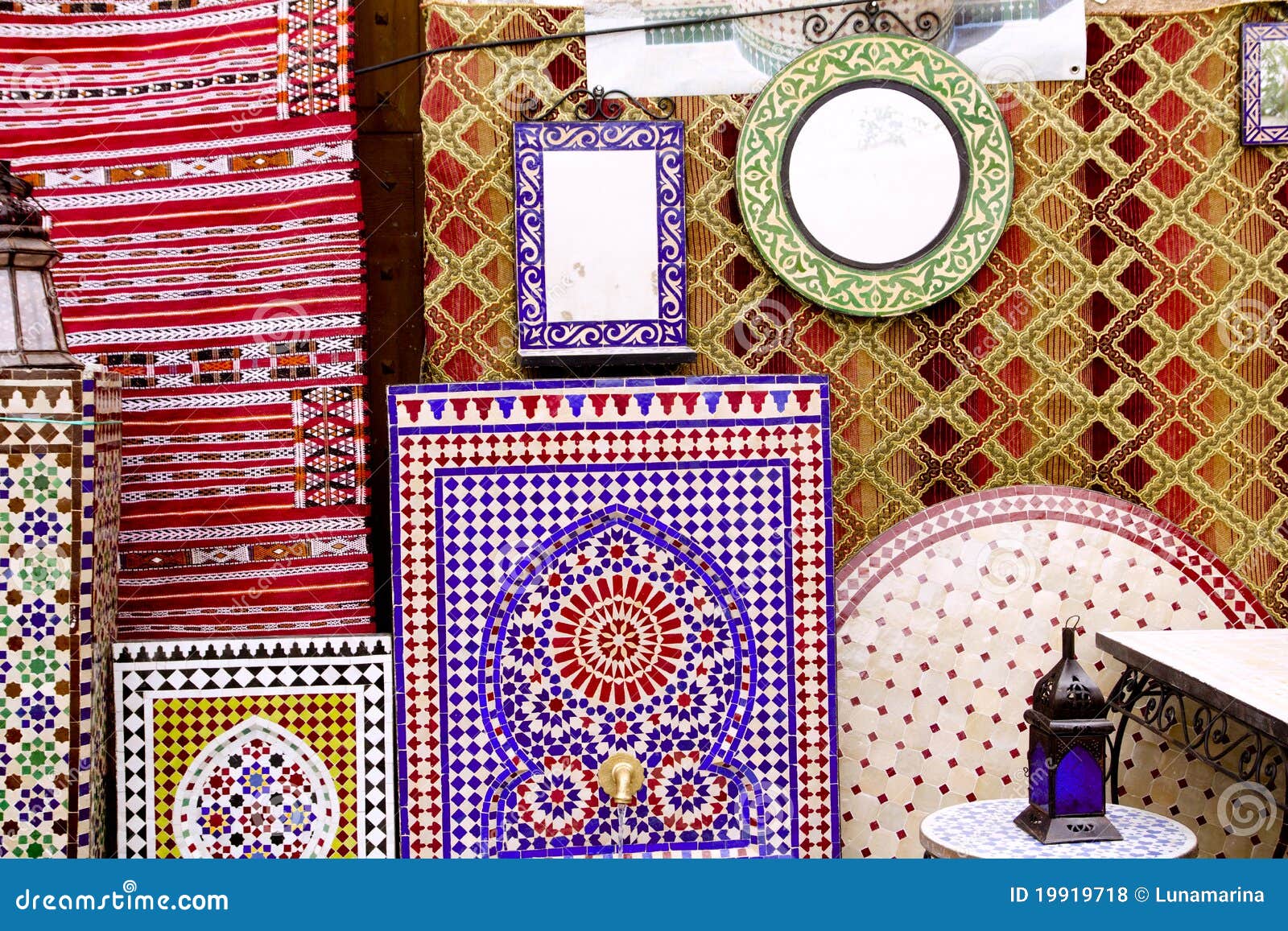 Arab Mosaic Deco Tiles and Fabric Decoration Stock Photo - Image of ...