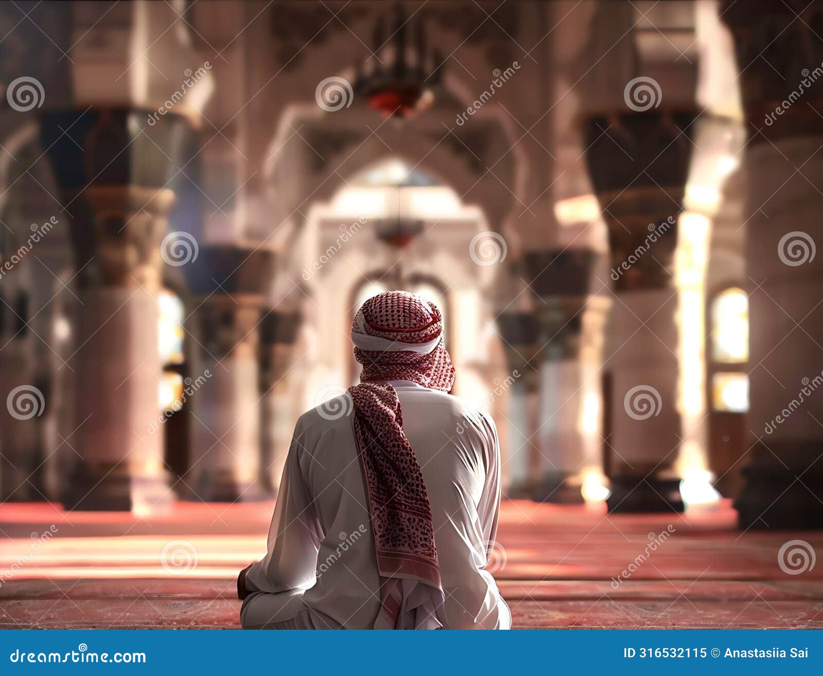 An Arab in a Mosque Prays To Allah Stock Image - Image of kaaba, male ...