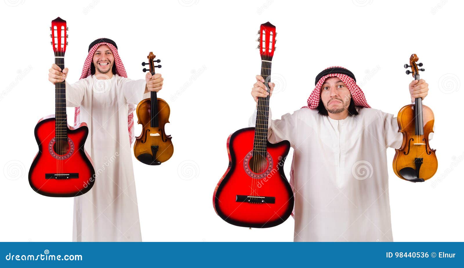 The Arab Musician with Violin and Guitar Isolated on White Stock Photo ...