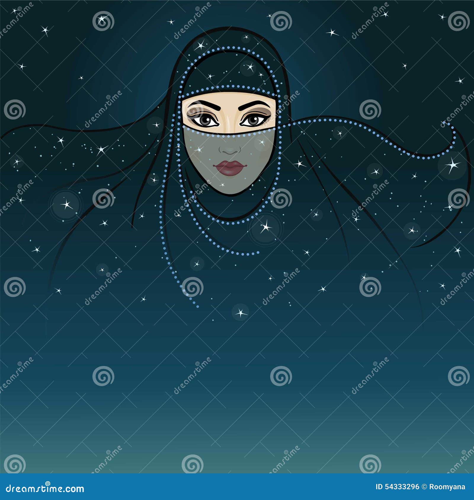 Arab Night. the Animation Arab Princess in a Veil Stock Vector ...