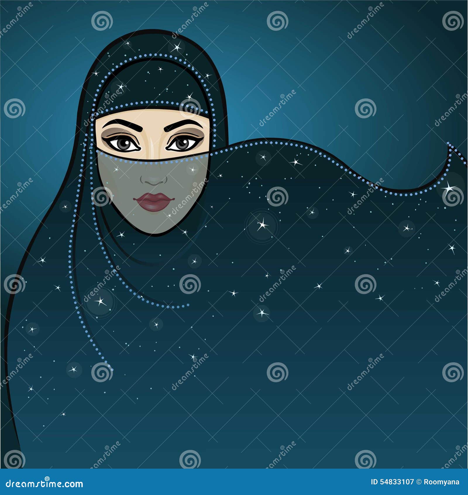 Arab Night. the Animation Arab Princess in a Veil Stock Vector ...