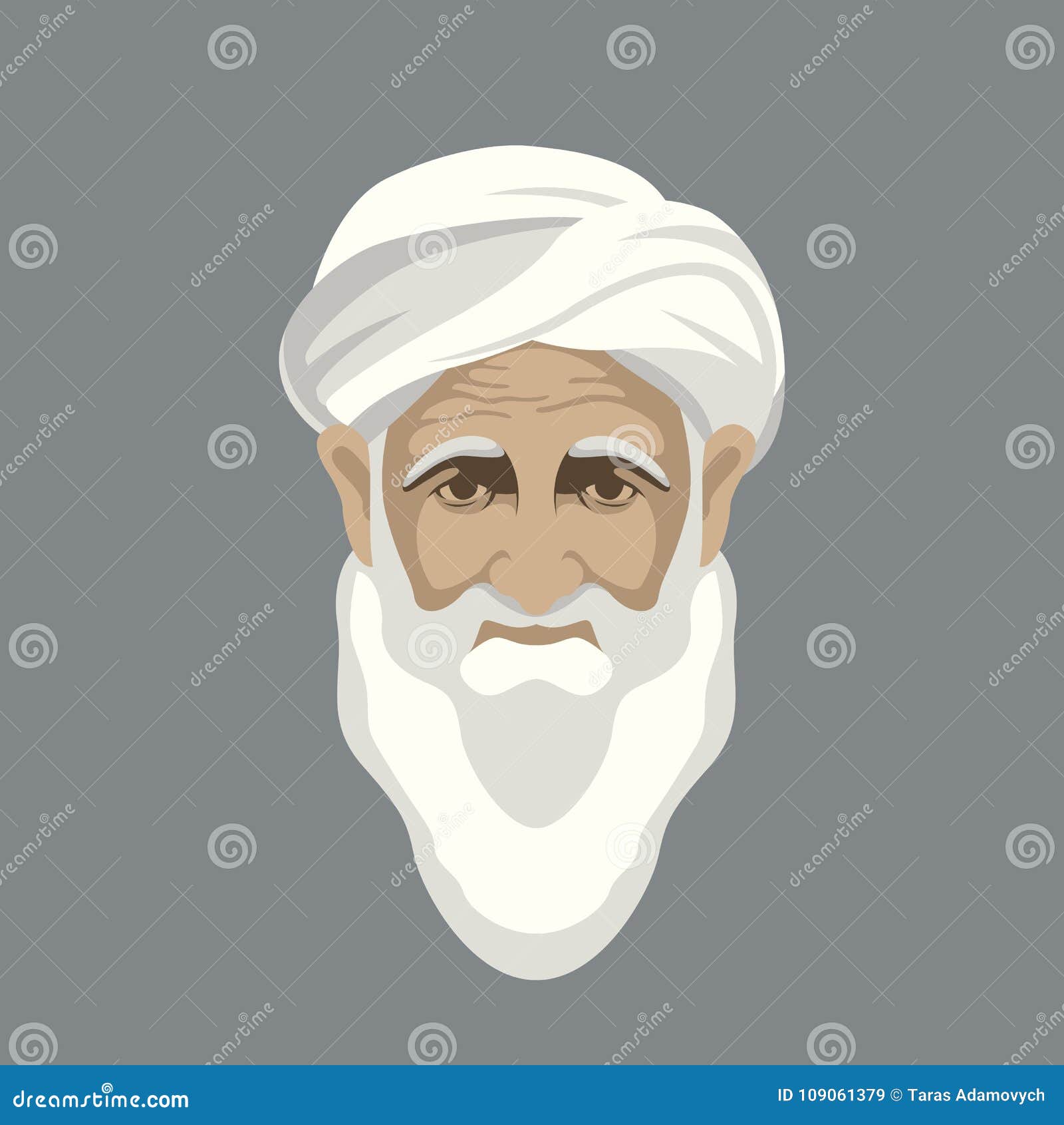 Arab Old Man Face Vector Illustration Flat Style Front Stock Vector ...