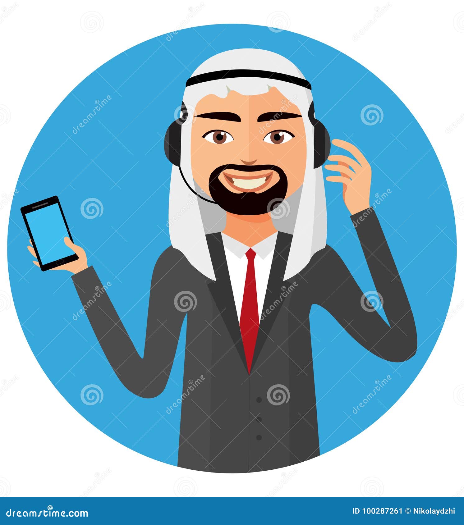 Arab Operator Saudi Man with Headset Customer Service Helpdesk S Stock ...