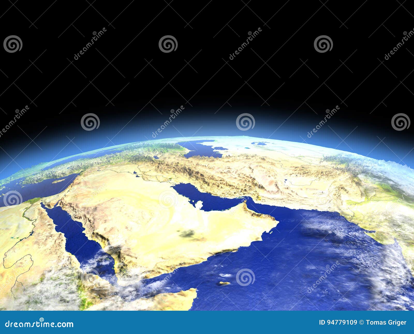 Arab Peninsula from space stock illustration. Illustration of weather ...