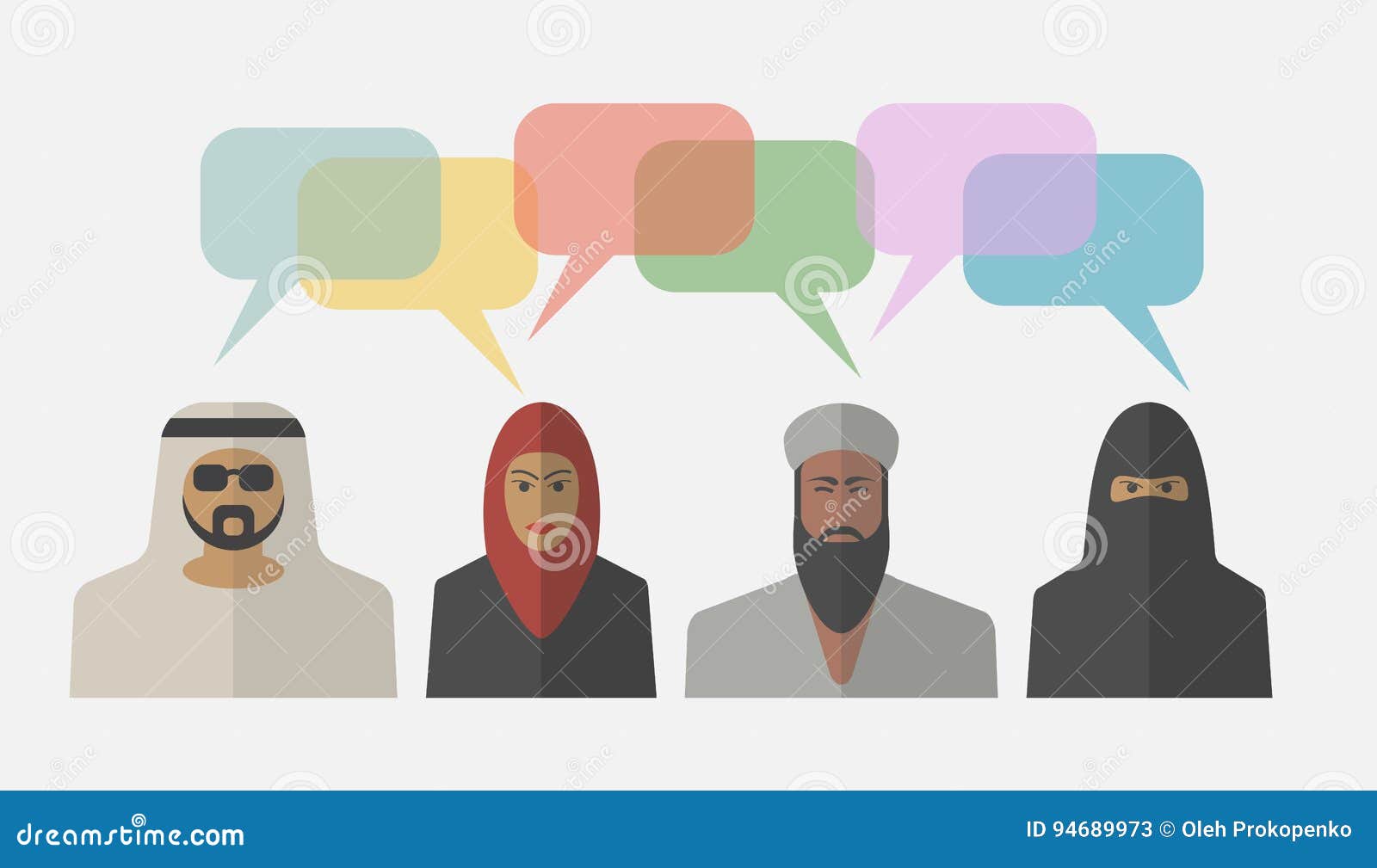 Arab People with Colorful Dialog Speech Bubbles Stock Vector ...