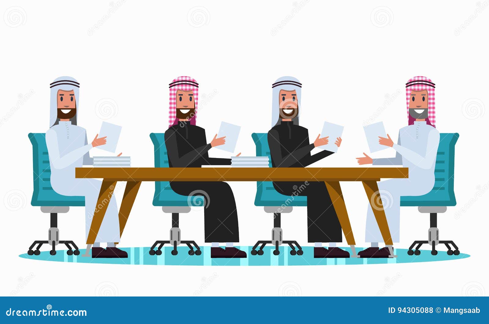 Arab People Talking in Meeting Room. Stock Vector - Illustration of ...