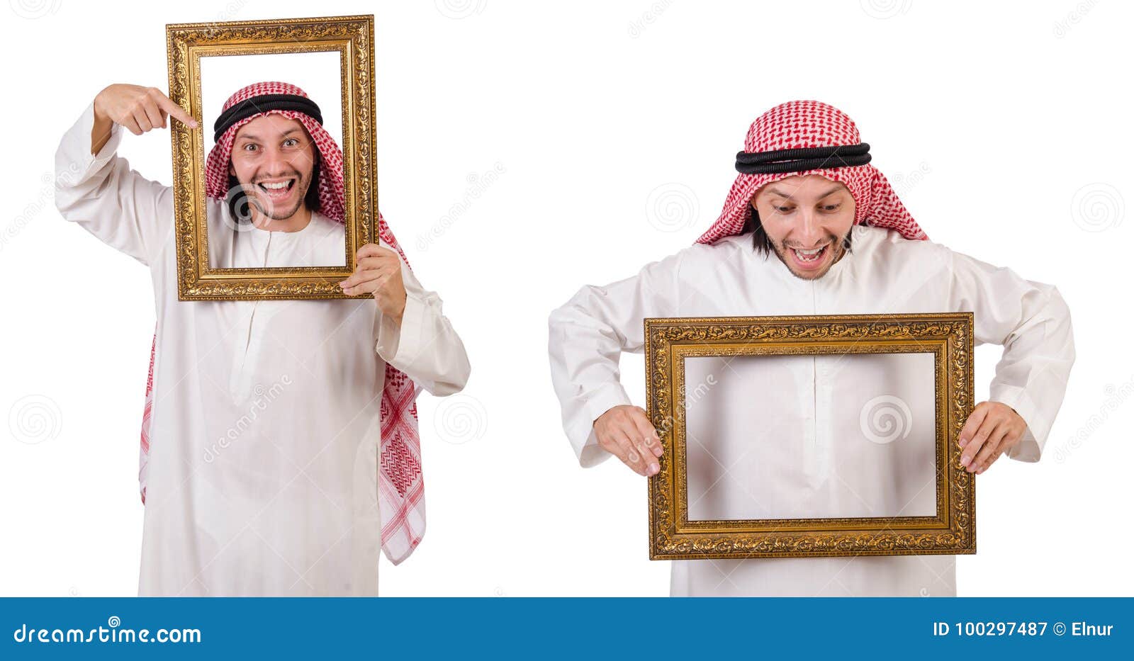 The Arab with Picture Frame on White Stock Image - Image of arabic ...