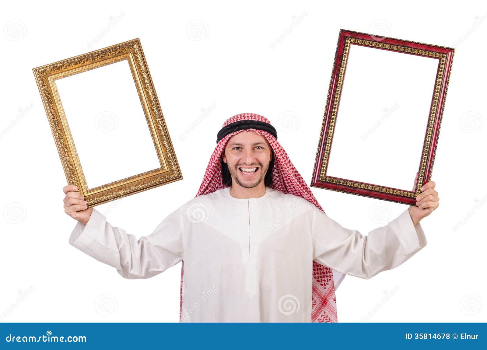 Arab with picture frame stock photo. Image of middle - 35814678