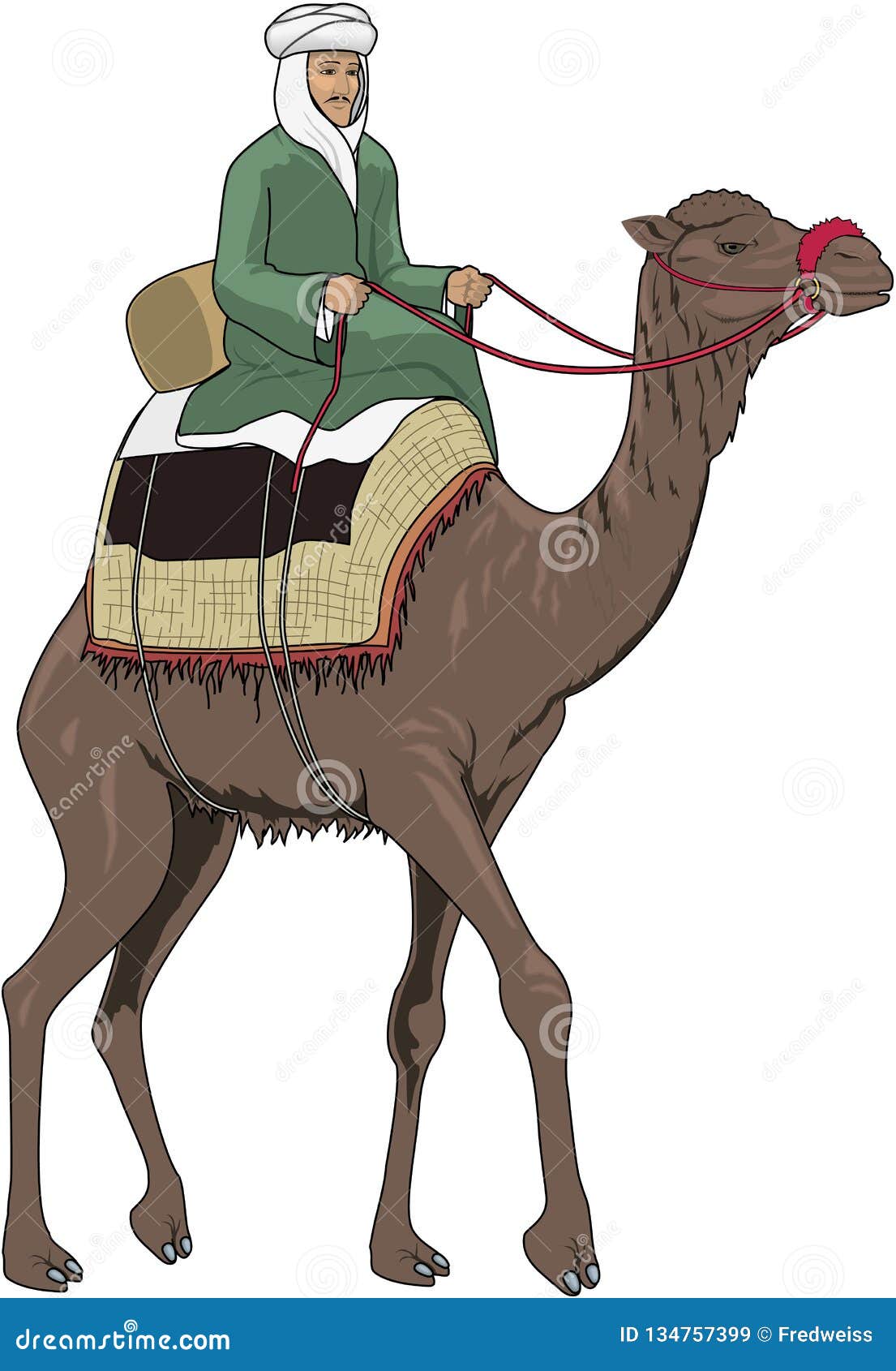 Man Riding Camel In Desert Night With Mosque And Moon Background ...