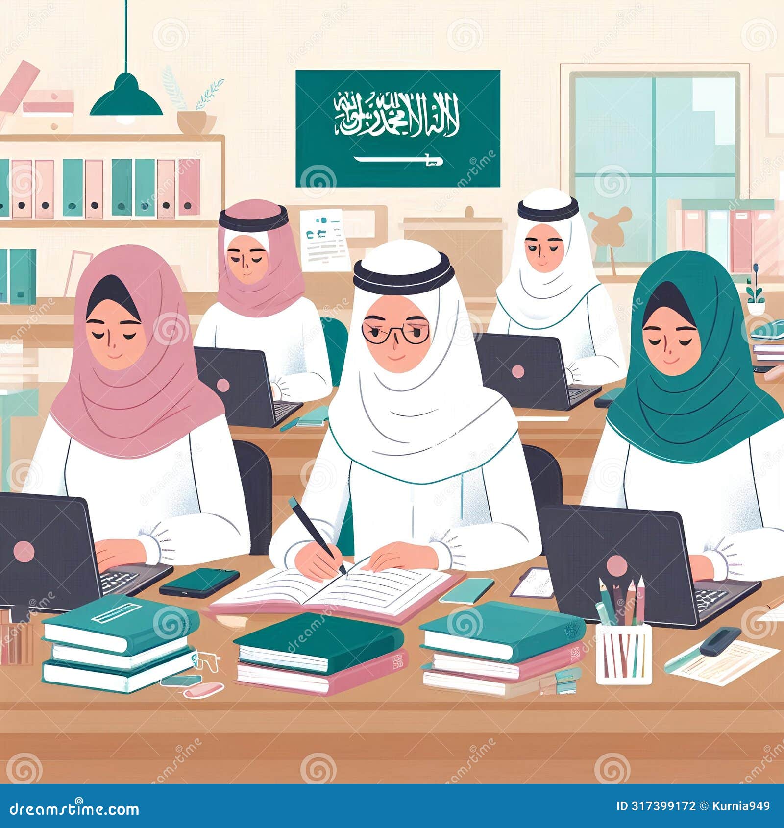 Arab Saudi University Student Studying in the Classroom Stock ...