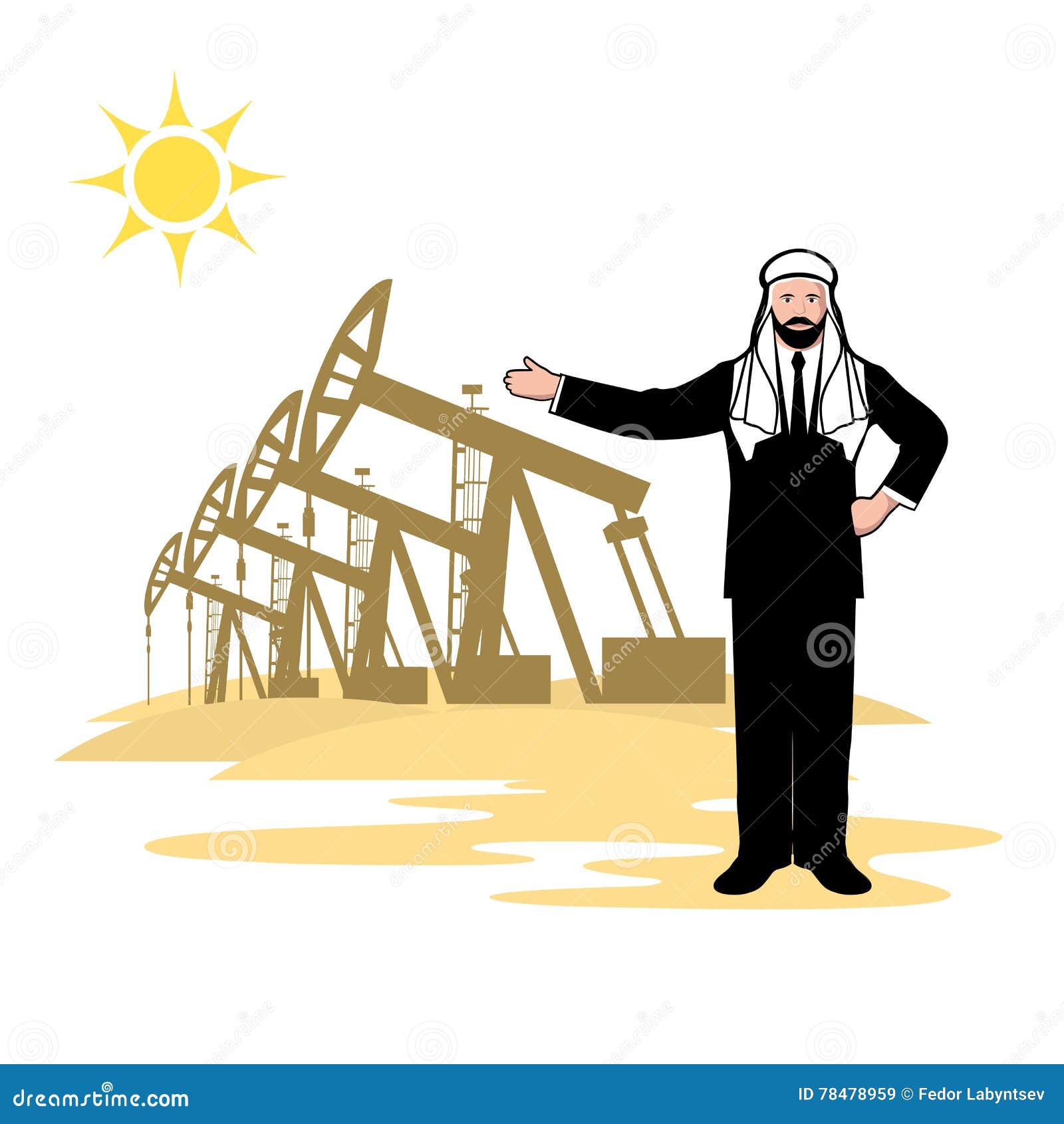 Arab Sheikh Representing Oil Production Stock Vector - Illustration of ...