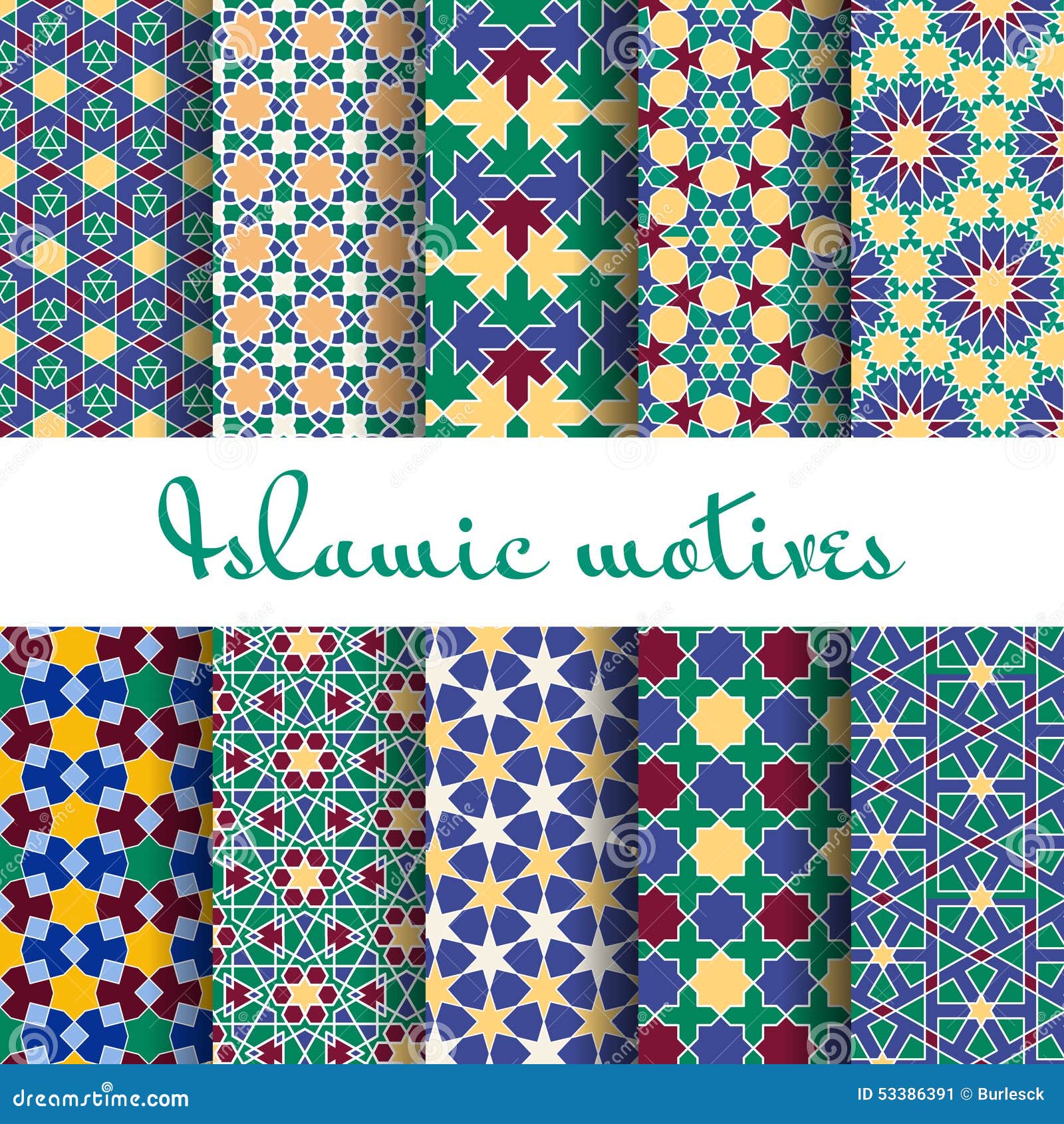 Arab Spring Seamless Pattern Set Stock Vector - Illustration of ...