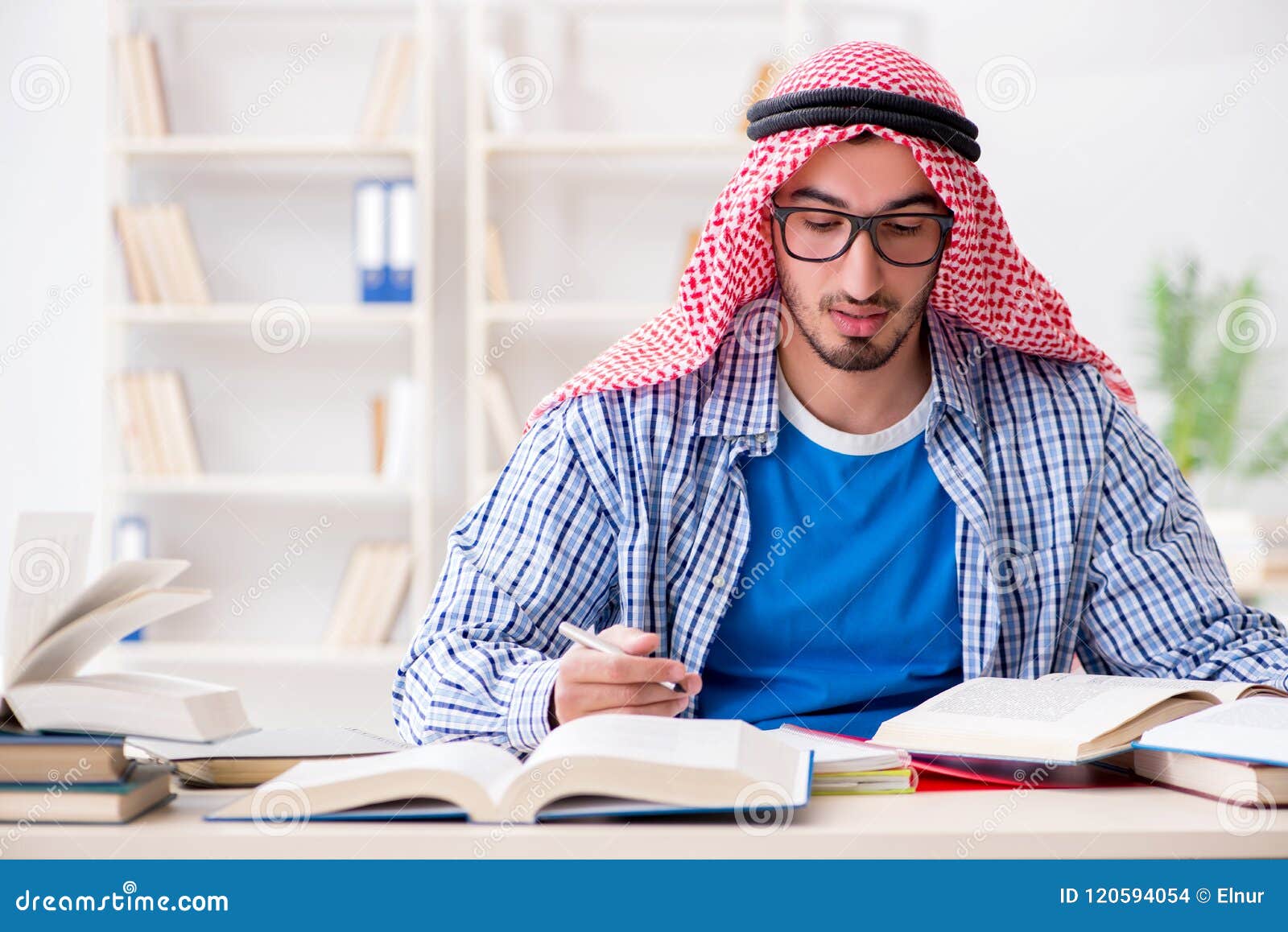 The Arab Student Preparing for University Exams Stock Photo - Image of ...