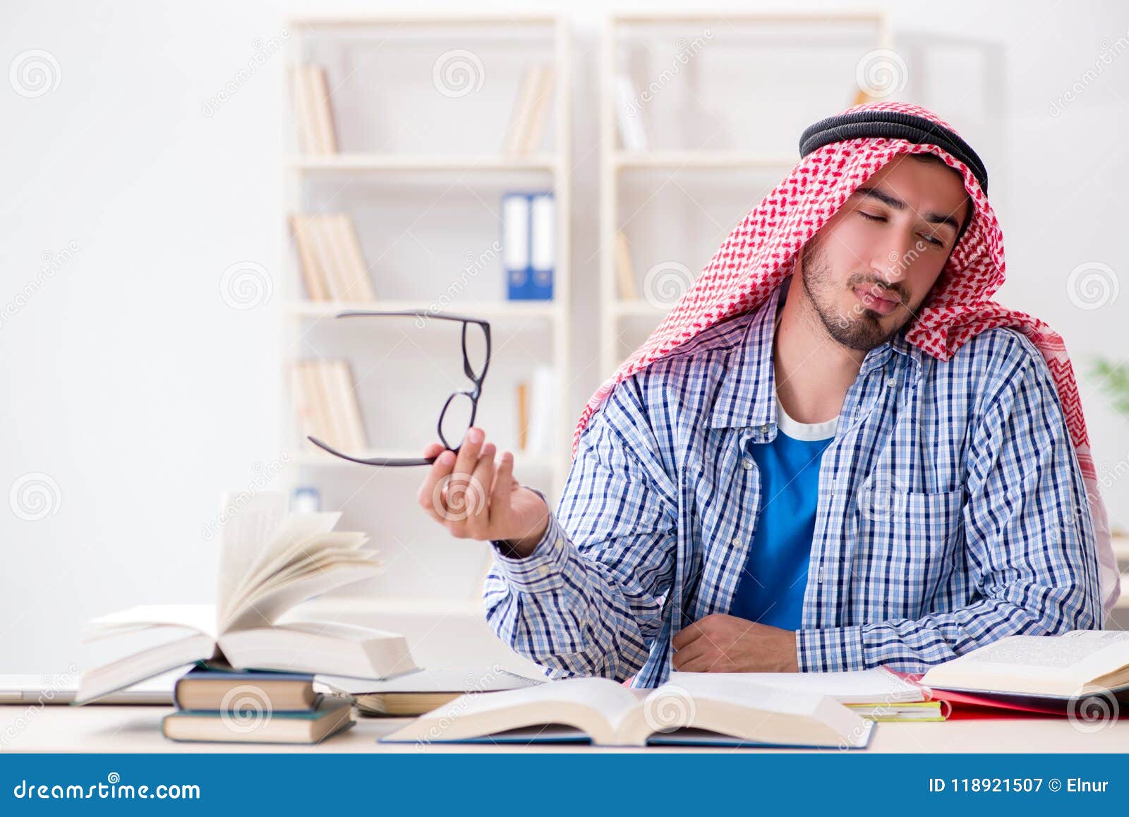The Arab Student Preparing for University Exams Stock Image - Image of ...