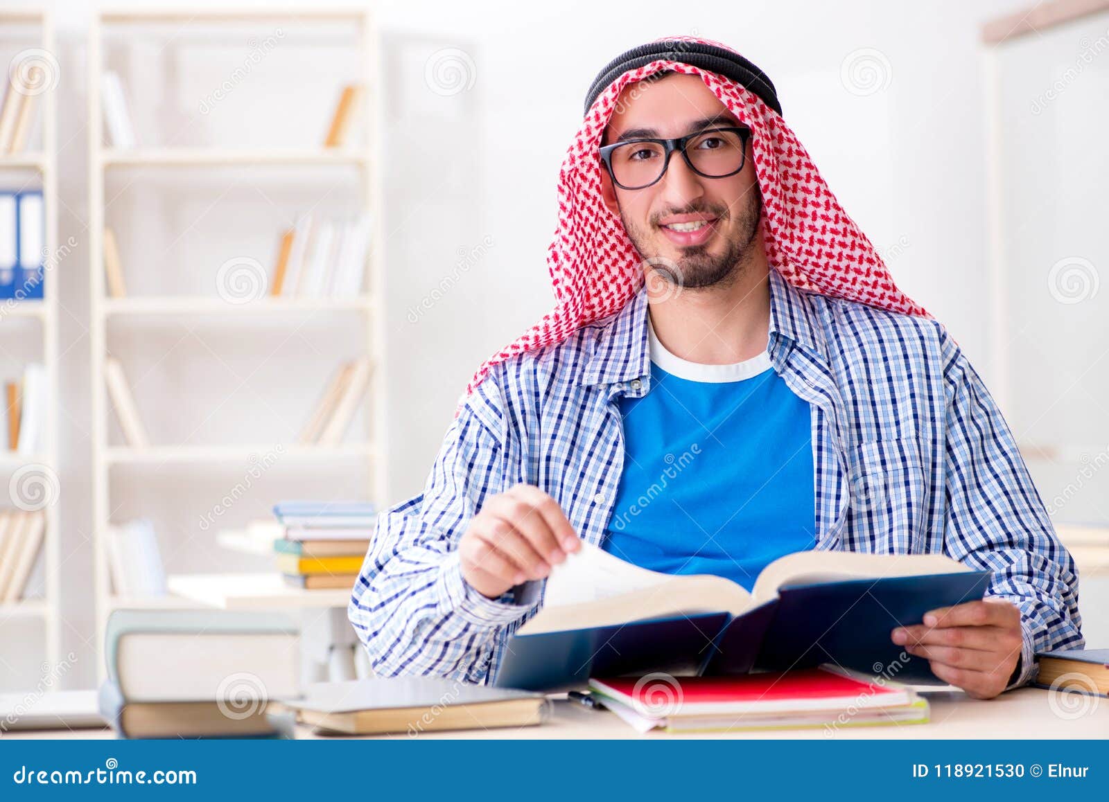 The Arab Student Preparing for University Exams Stock Photo - Image of ...