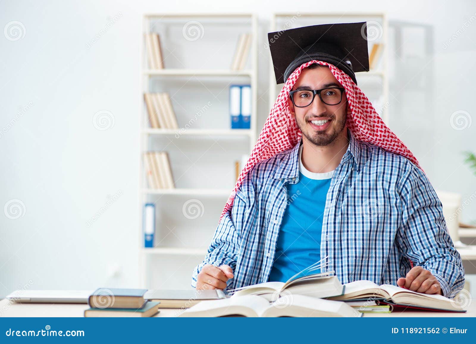 The Arab Student Preparing for University Exams Stock Photo - Image of ...